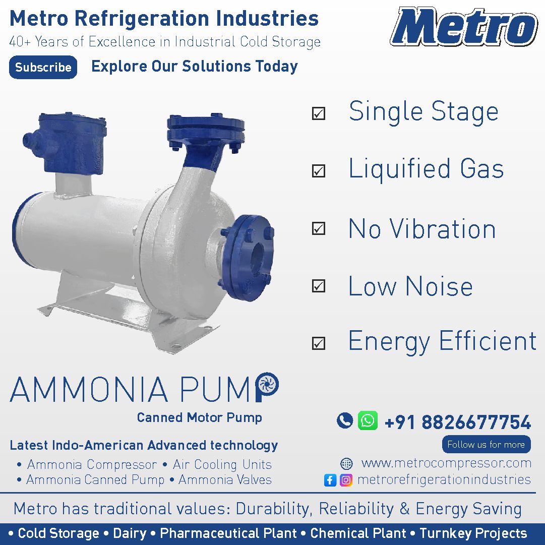 ammonia pump working principle | Metro Refrigeration Industries